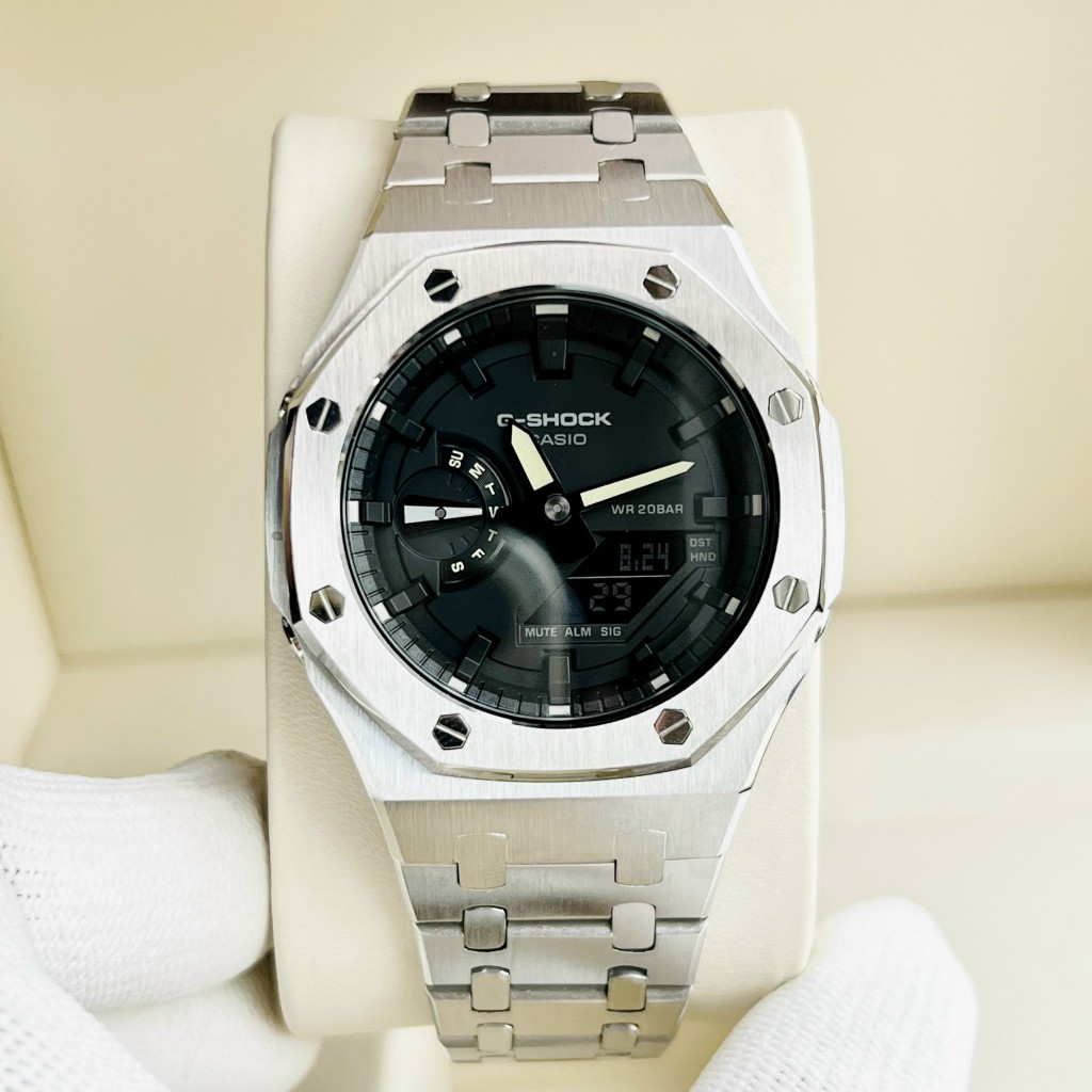 Đồng Hồ Casio G-SHOCK GA2100 CUSTOM AP SILVER Gen 3 Dây Thép – BH 5 Năm ...