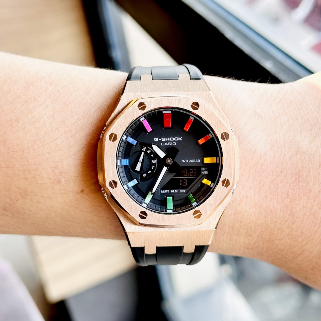 Đồng Hồ Casio G-SHOCK GA2100 CUSTOM AP ROSE GOLD RAINBOW Gen 3 Dây Cao ...