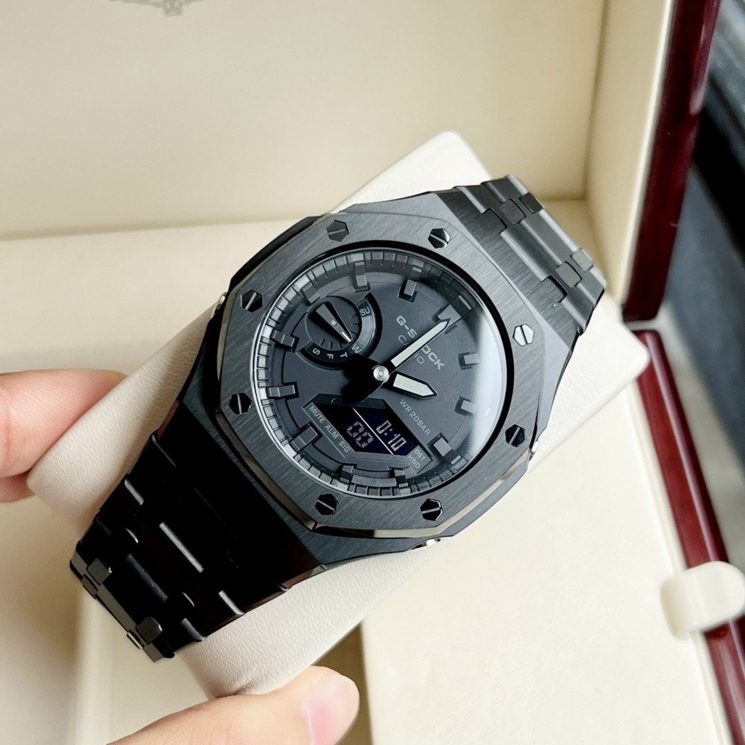 Đồng Hồ Casio G-SHOCK GA2100 CUSTOM AP FULL BLACK Gen 3 Dây Thép – BH 5 ...