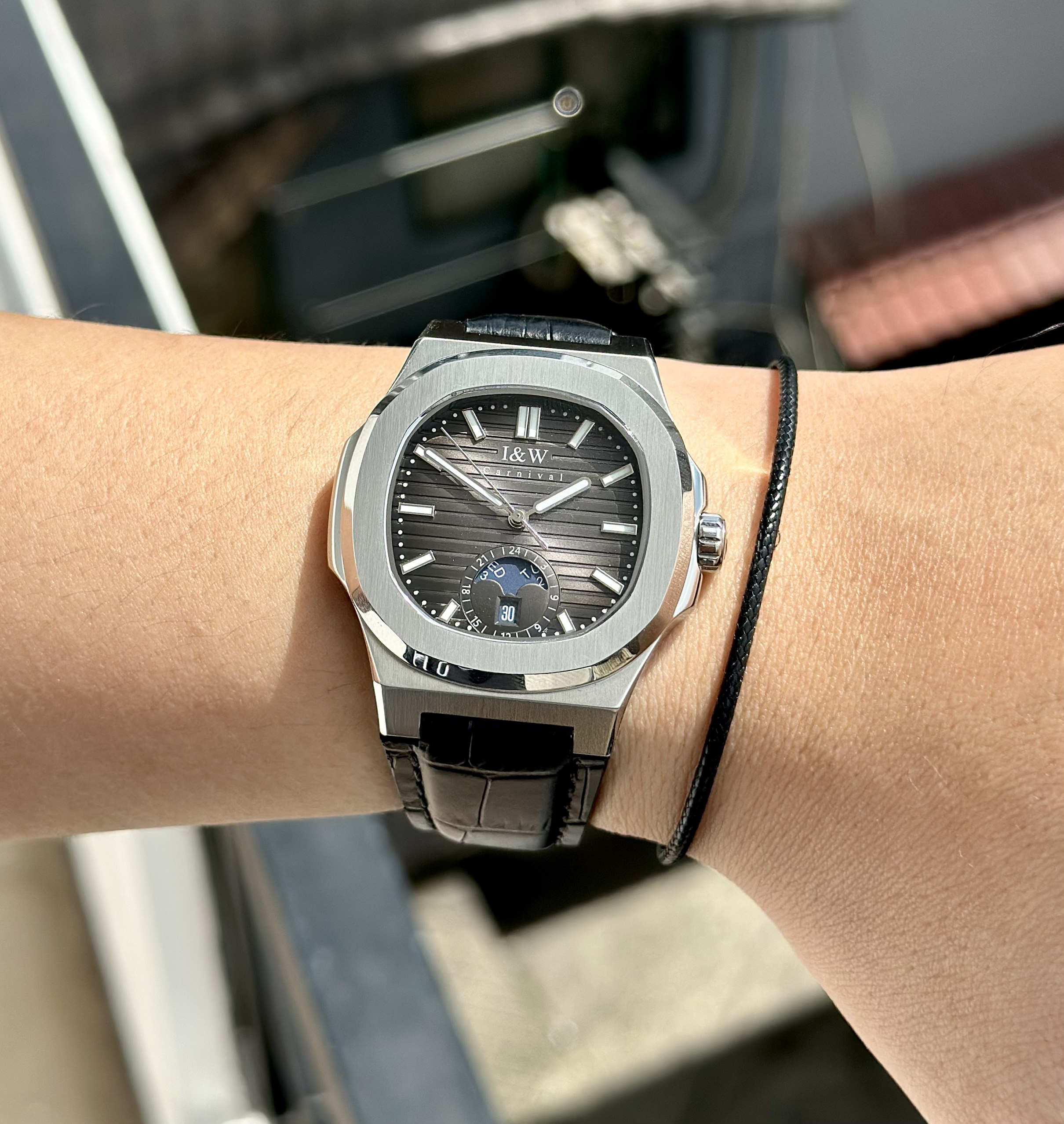 ĐỒNG HỒ NAM I&W Carnival 735G – Dây Da – Mặt xám trơn – Automatic – Kính Sapphire | VioStore Uy ...